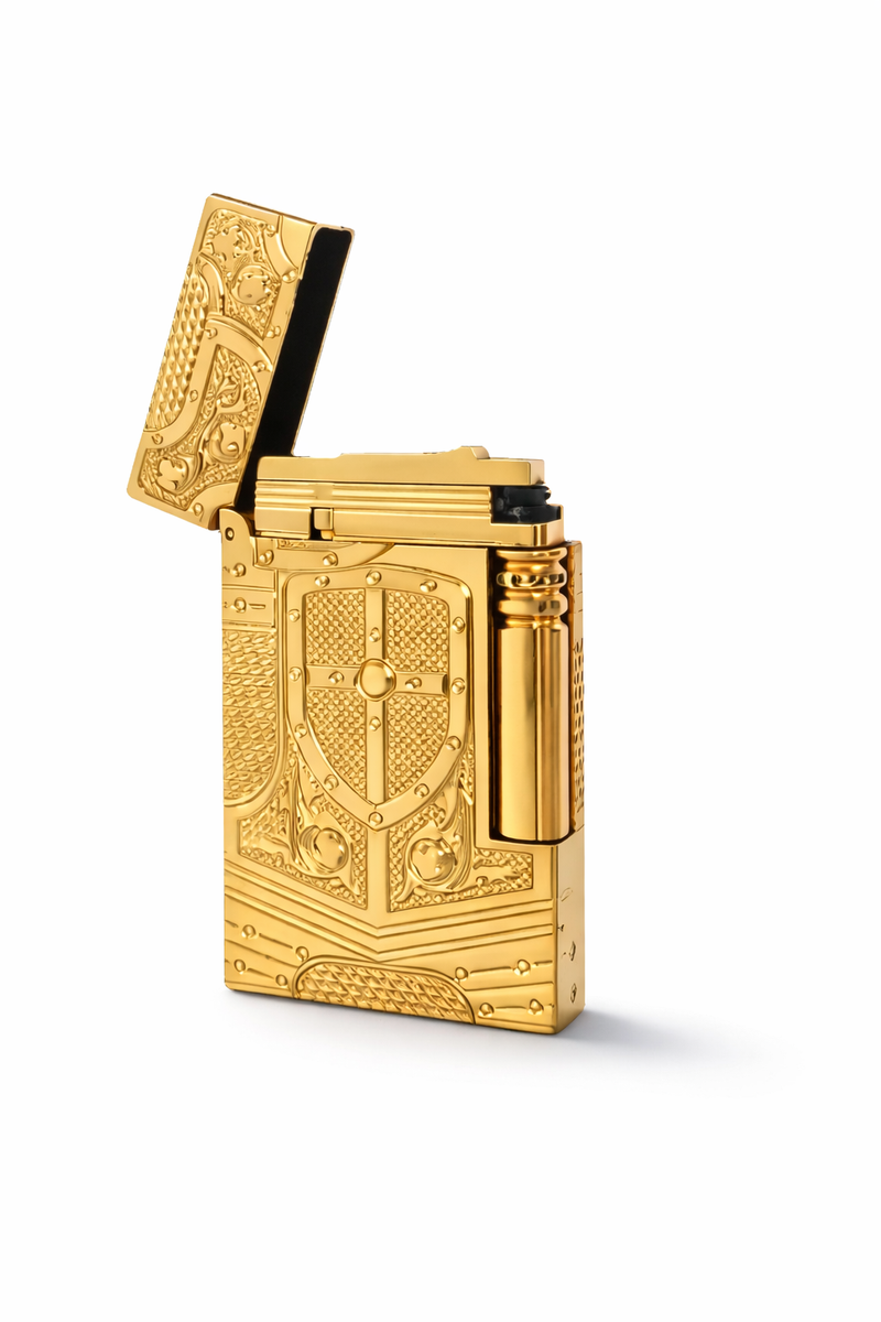 European Knight Cigar Lighter – Gold Shield | Classic Soft Flame ...